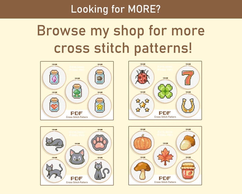 Mini Size Cross Stitch Pattern Symbols Chart and DMC Thread List ...