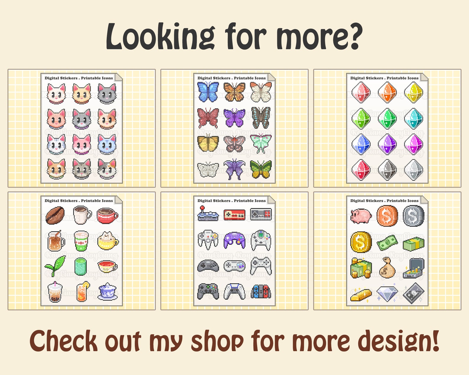 Japanese Style Digital Stickers in PNG Format, Cute Printable Graphics ...