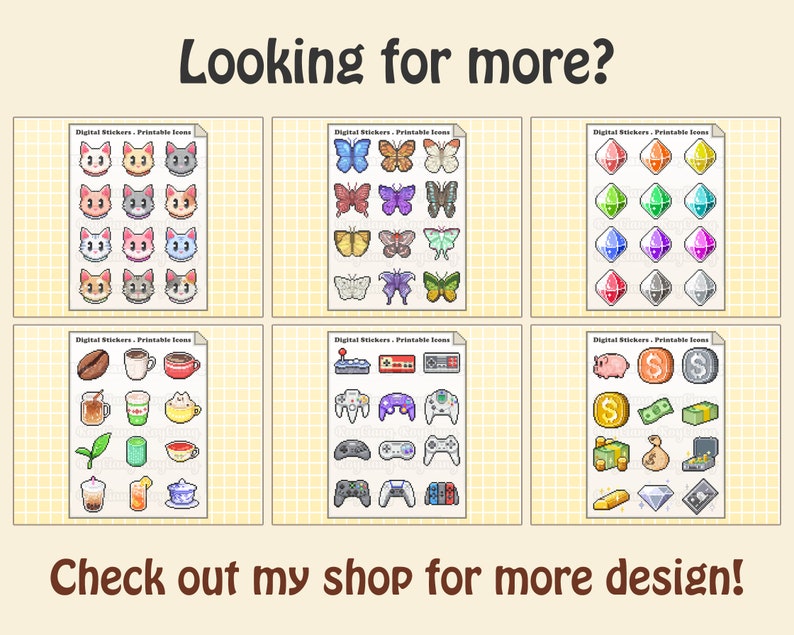 Japanese Style Digital Stickers in PNG Format, Cute Printable Graphics ...