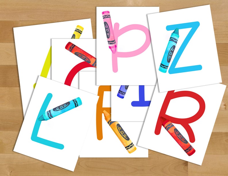 Nursery & Kids Alphabet Crayon Printable Art Primary Colors | Etsy