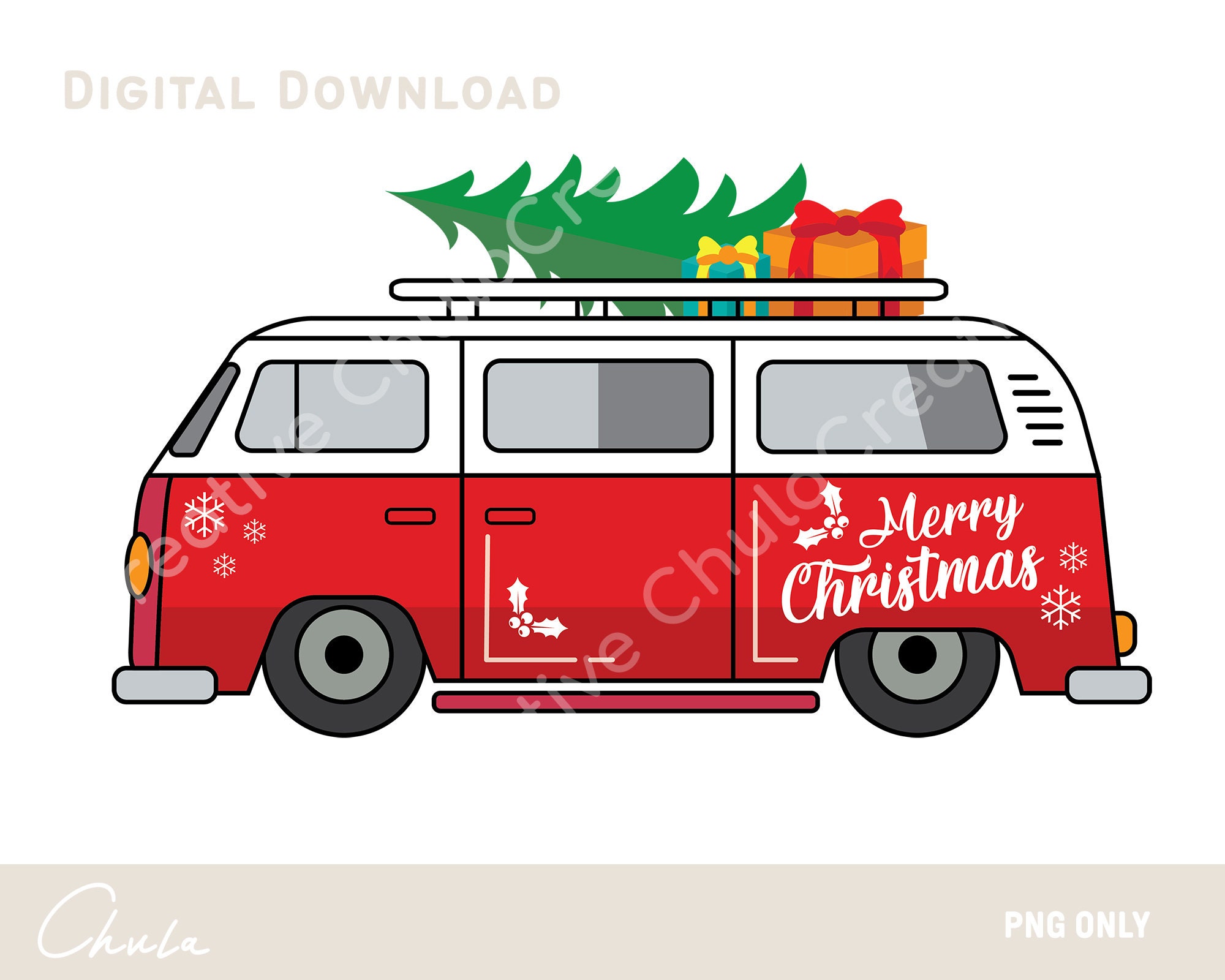 Christmas Van PNG, Christmas PNG, Christmas Print File, Digital ...