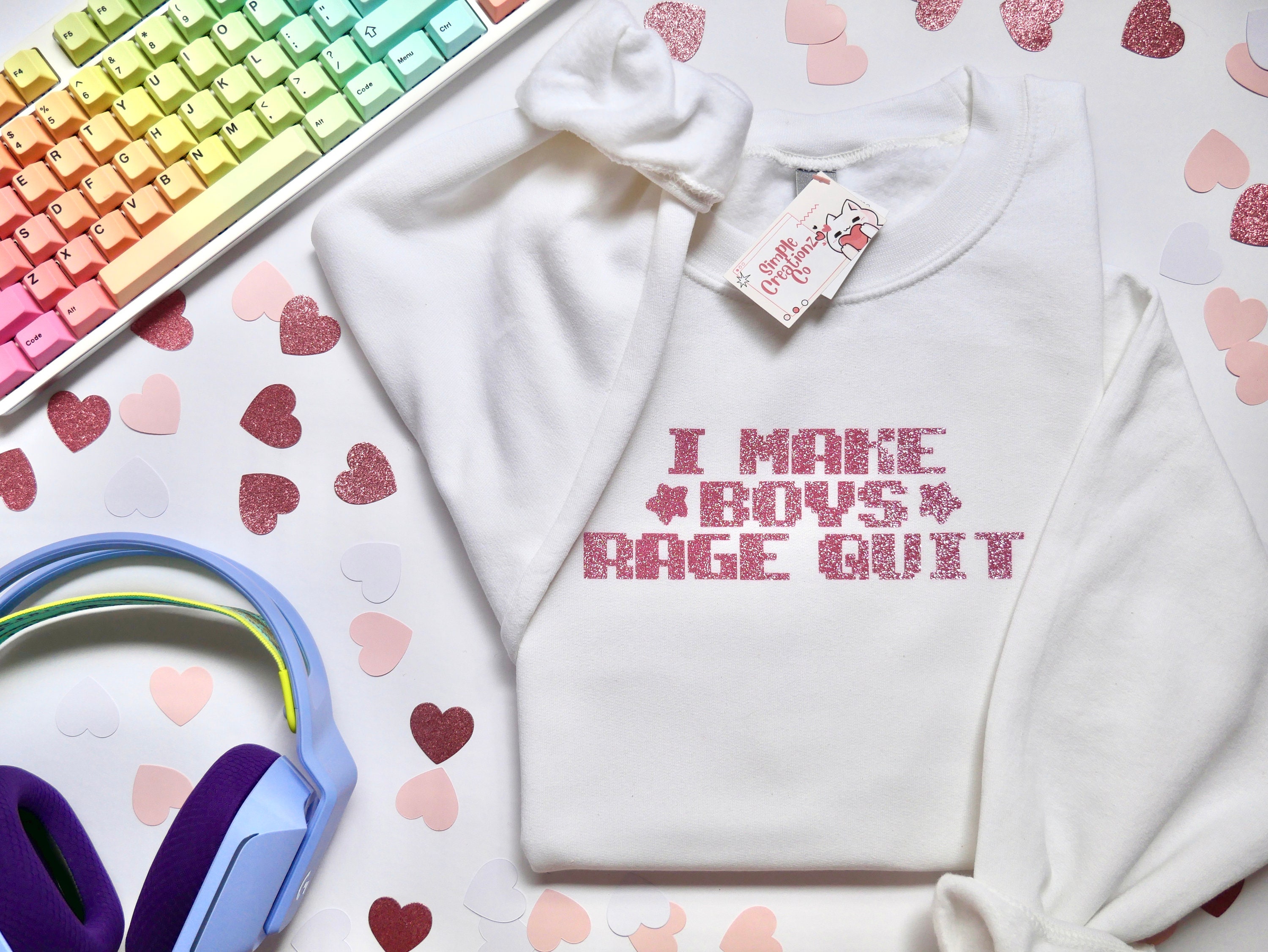 White Gamer Crewneck L Kawaii Clothing L Gamer Sweater L Gamer Girl ...