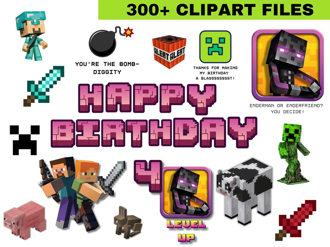 300 Minecraft Game Character Clipart Bundle PNG High Quality for DIY ...