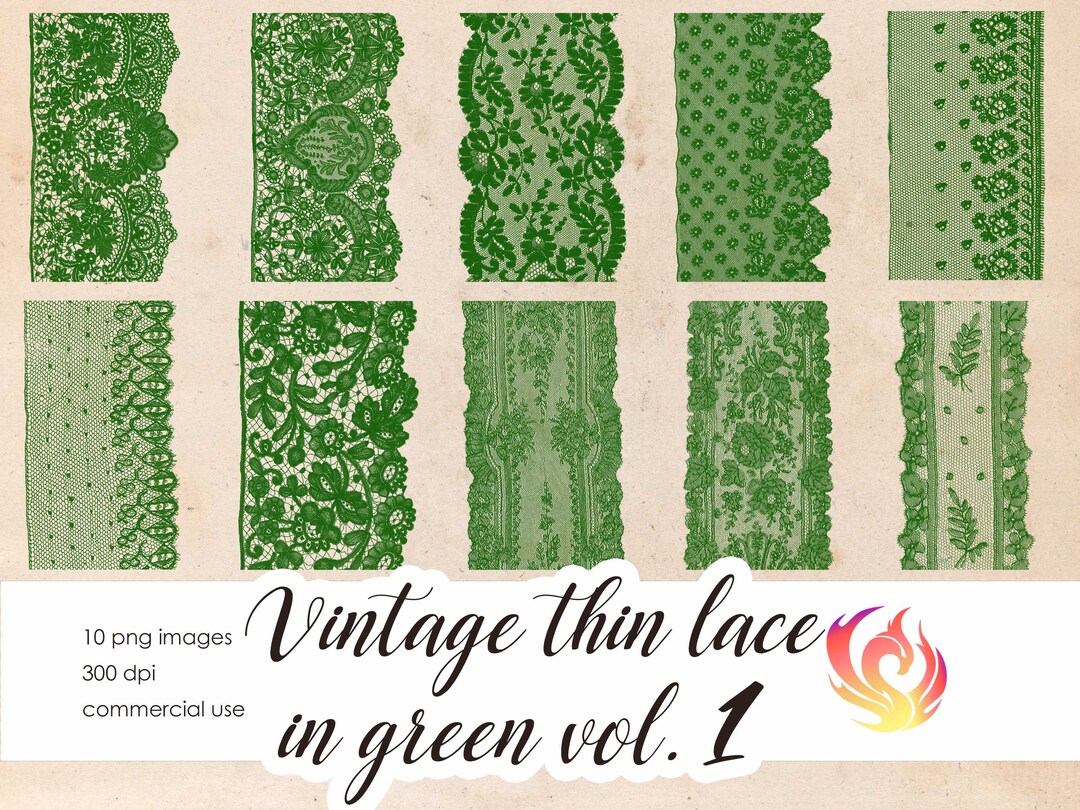 Green Vintage Lace Border Cliparts Transparent Wedding Lace - Etsy