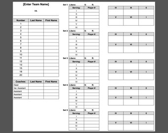 Printable Volleyball Lineup Sheet - Etsy