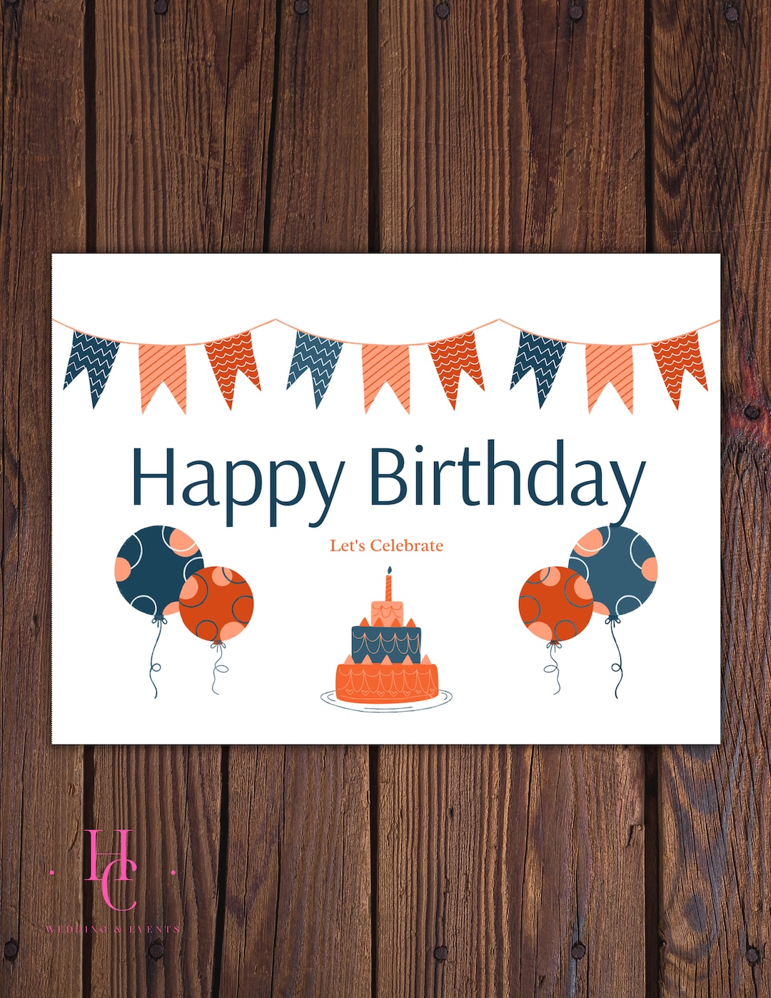 Fun Colorful Printable Birthday Card, Short Note on Inside, Instant ...