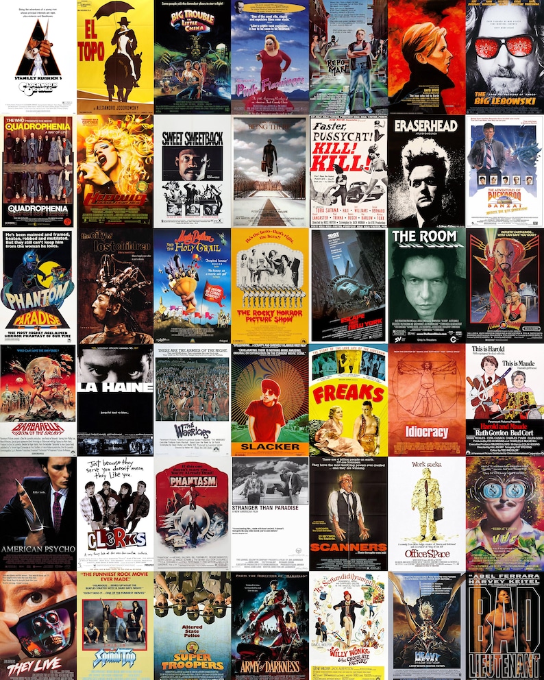 Cult Classic Movie Posters, Music Wall Art Print, Instant Download, Indie Room Décor, Printable ...