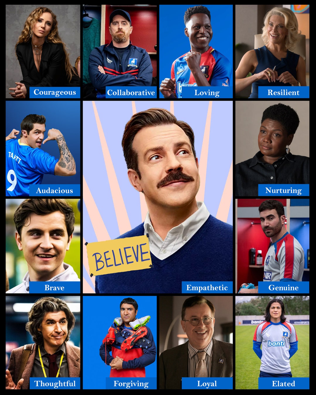 Ted Lasso Character Traits Poster, Pop Culture Wall Art Print, Instant ...