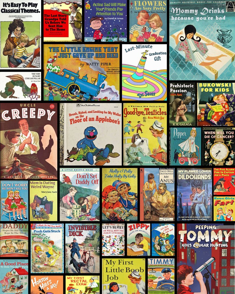 Bad Book Covers Poster, Retro Wall Art Print, Instant Download, Indie ...