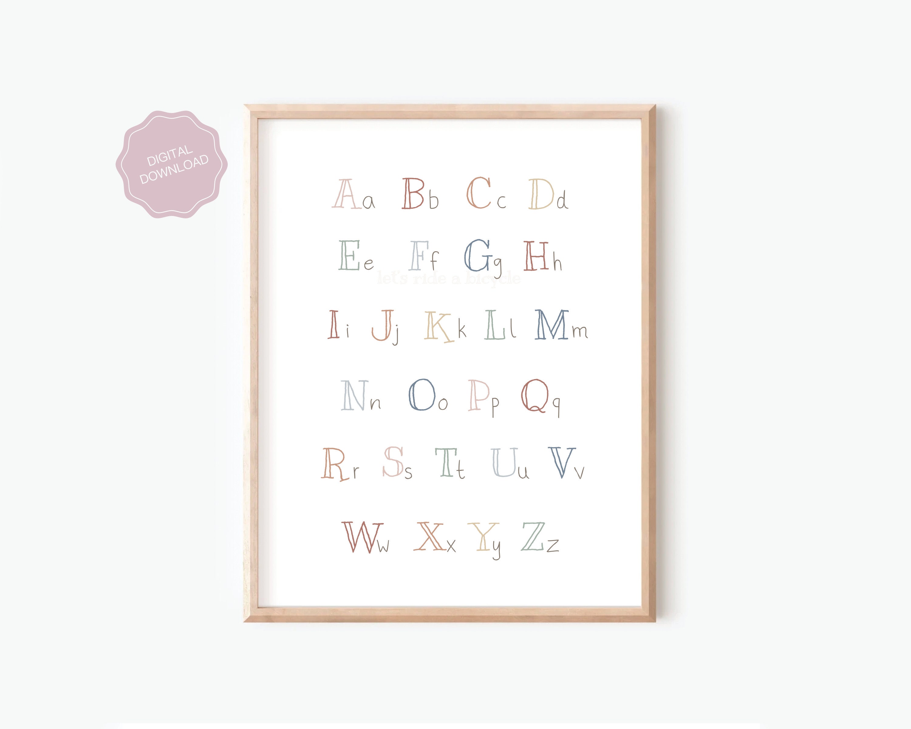 Rainbow Alphabet Print, ABC Poster, Educational Wall Art, Kids Room ...