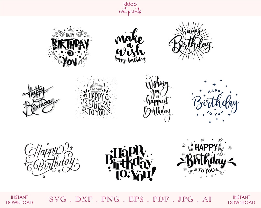 Happy Birthday SVG Bundle, Party Sign, Birthday Card, Printable, Cricut ...