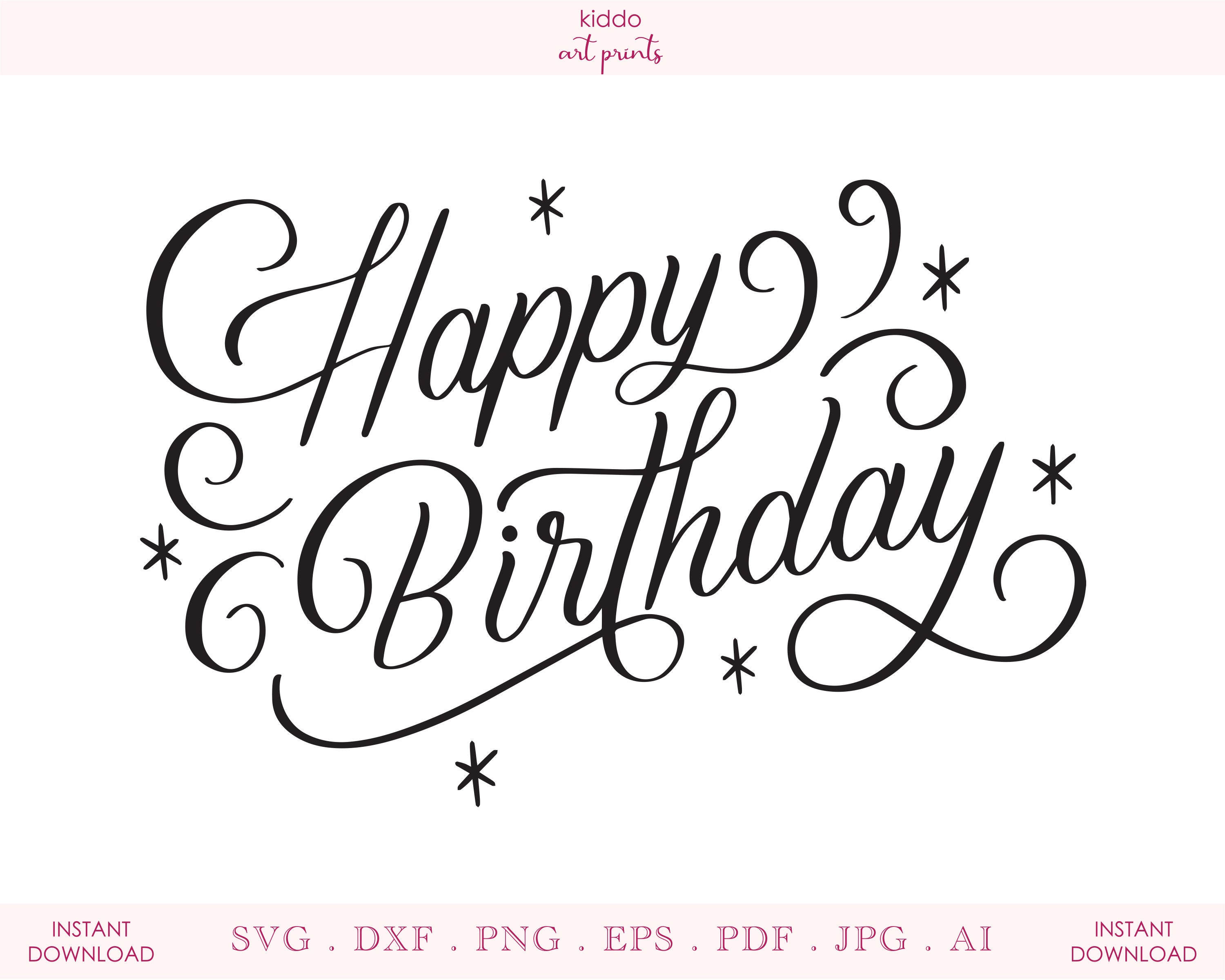 Happy Birthday SVG, Party Sign, Birthday Card, Printable, Cricut ...