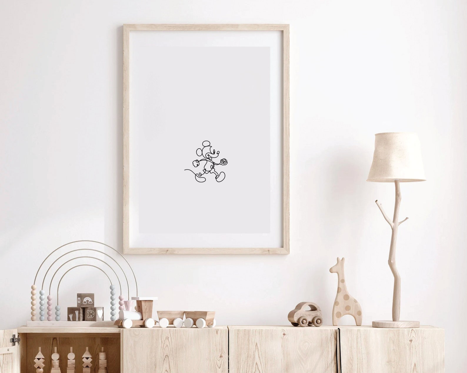 Mickey Mouse Doodle Prints, Black and White Mickey Drawing, Minimal ...