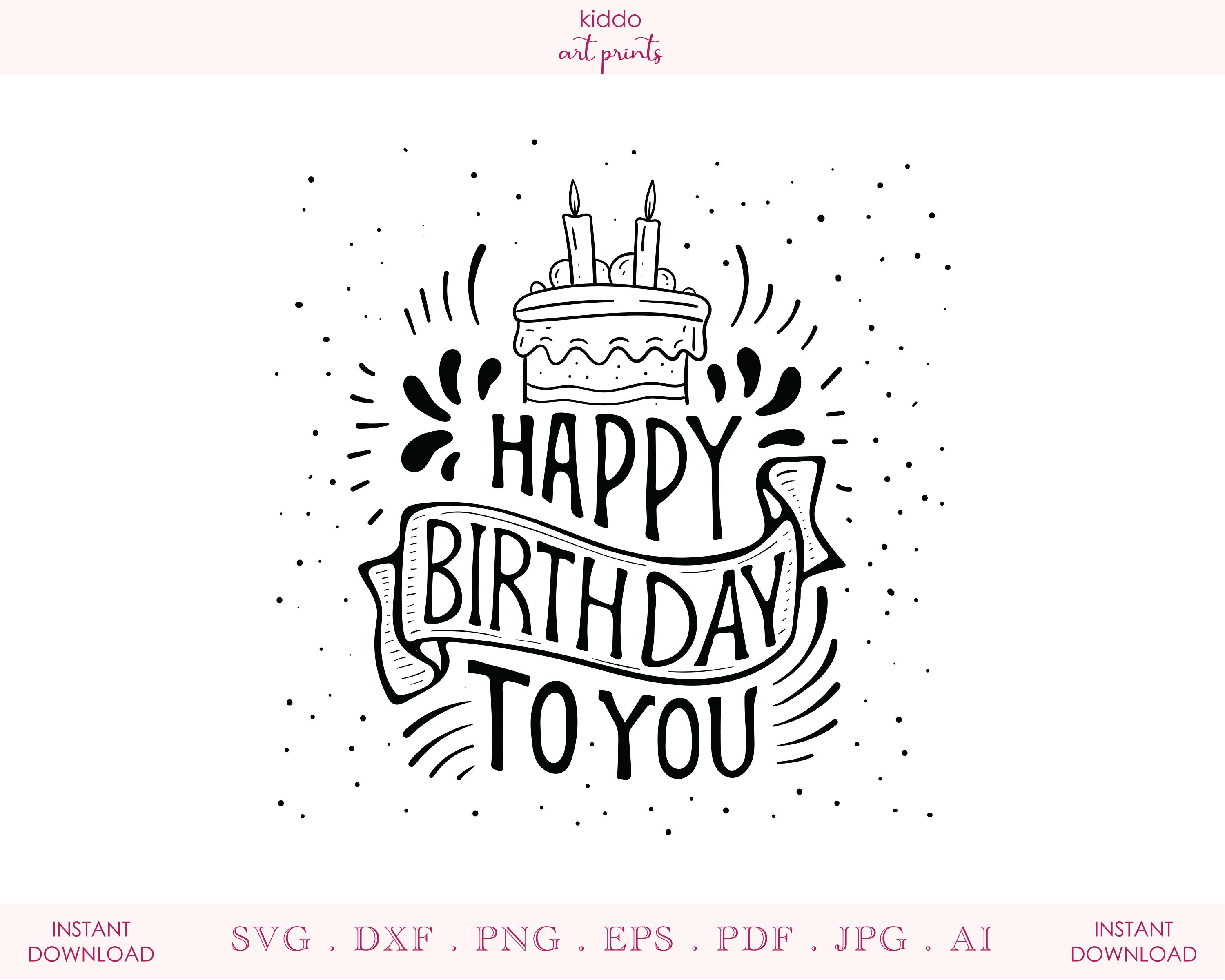 Happy Birthday SVG, Party Sign, Birthday Card, Printable, Cricut ...