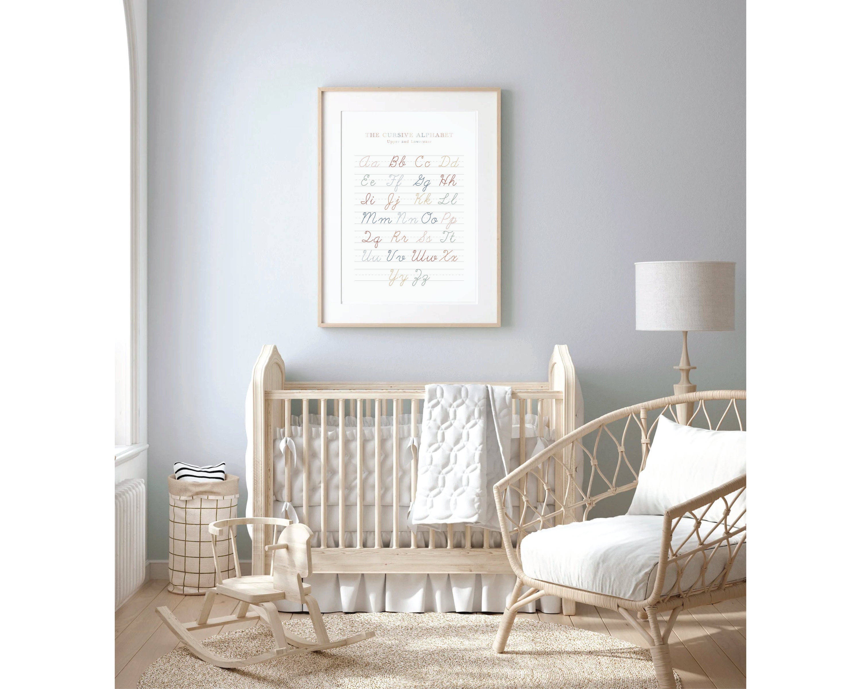 Rainbow Alphabet Print, ABC Poster, Cursive Educational Wall Art, Kids ...