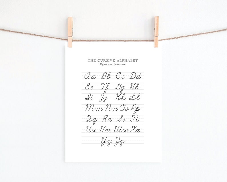 Cursive Alphabet Print ABC Poster Educational Wall Art - Etsy