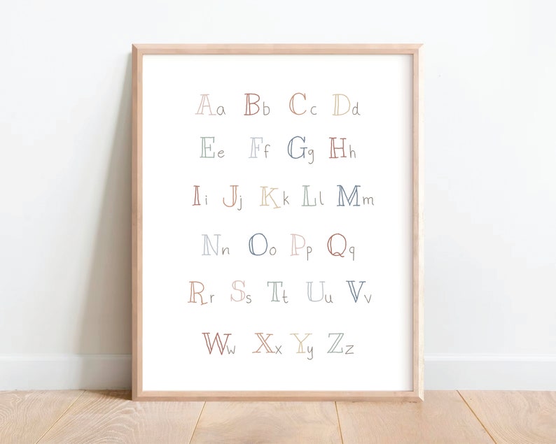 Rainbow Alphabet Print, ABC Poster, Educational Wall Art, Kids Room ...