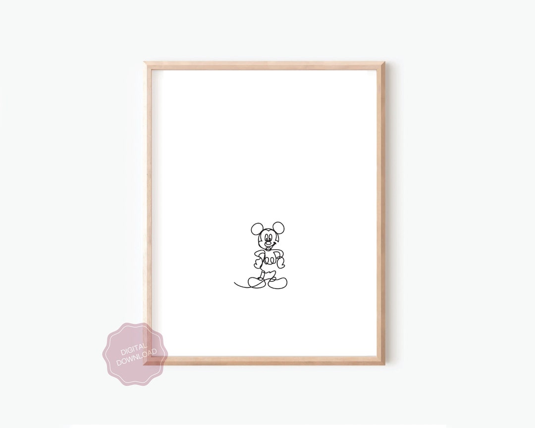 Mickey Mouse Line Art Print, Minimalist Nursery Decor (digital Download ...