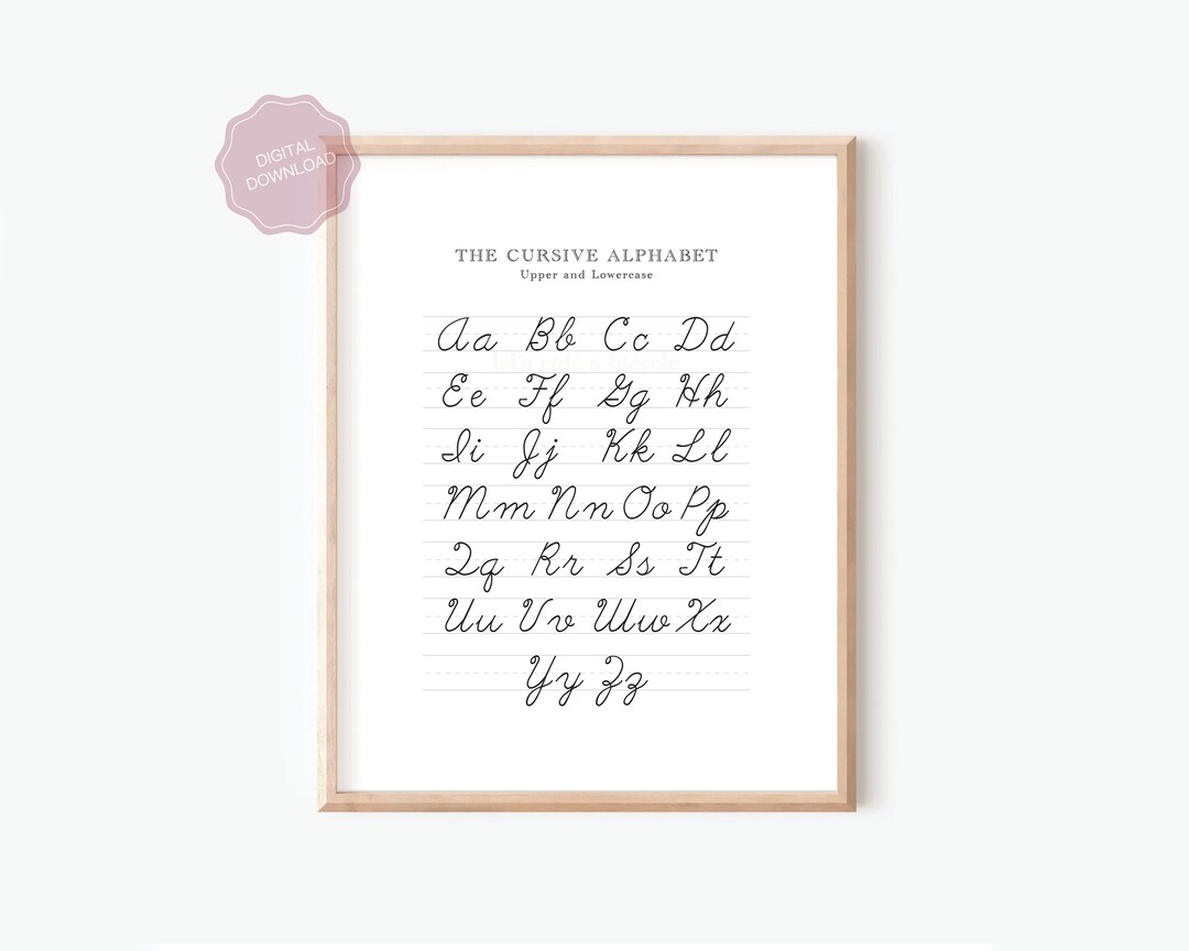 Cursive Alphabet Print, ABC Poster, Educational Wall Art Printables ...