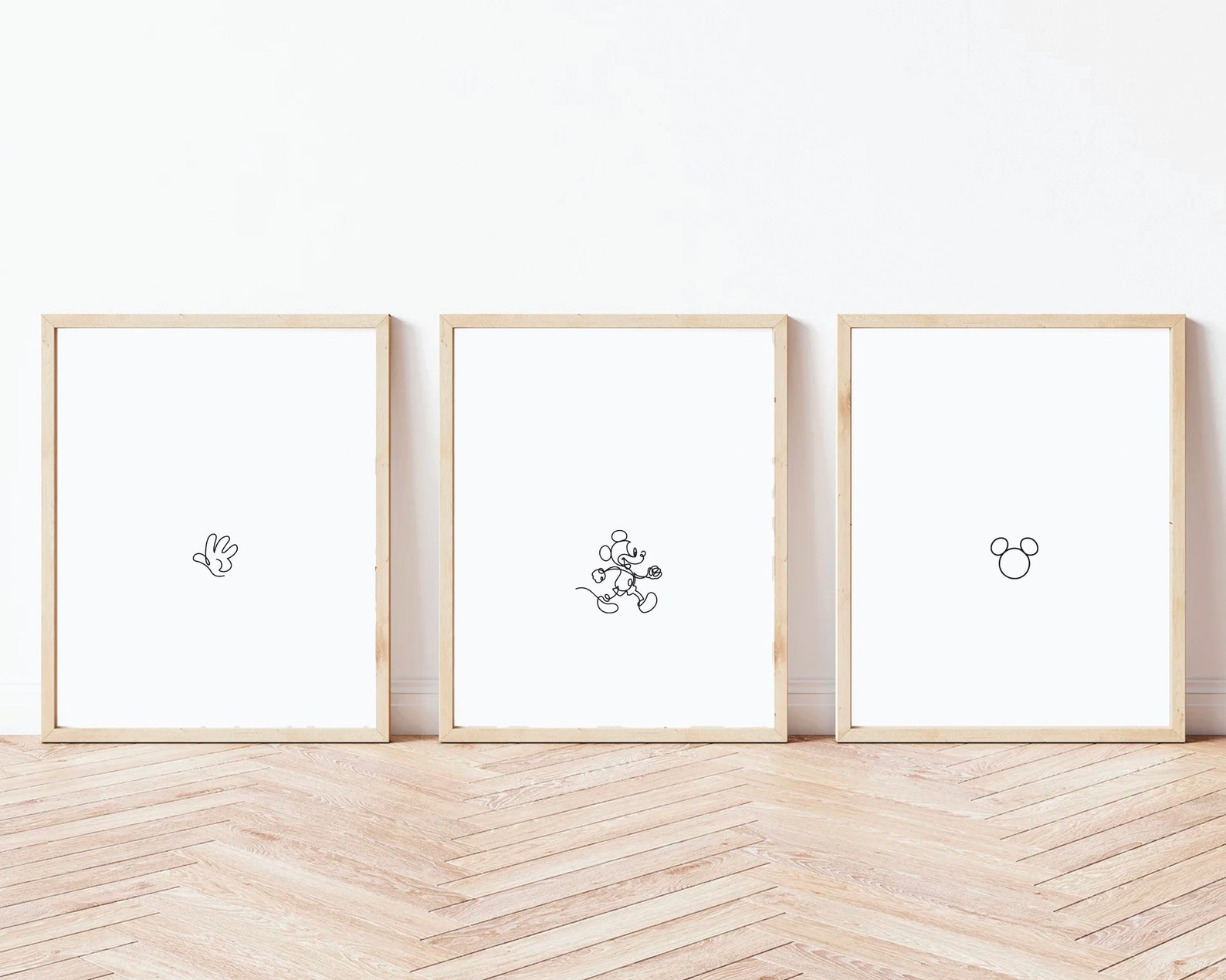 Mickey Mouse Doodle Prints, Black and White Mickey Drawing, Minimal ...