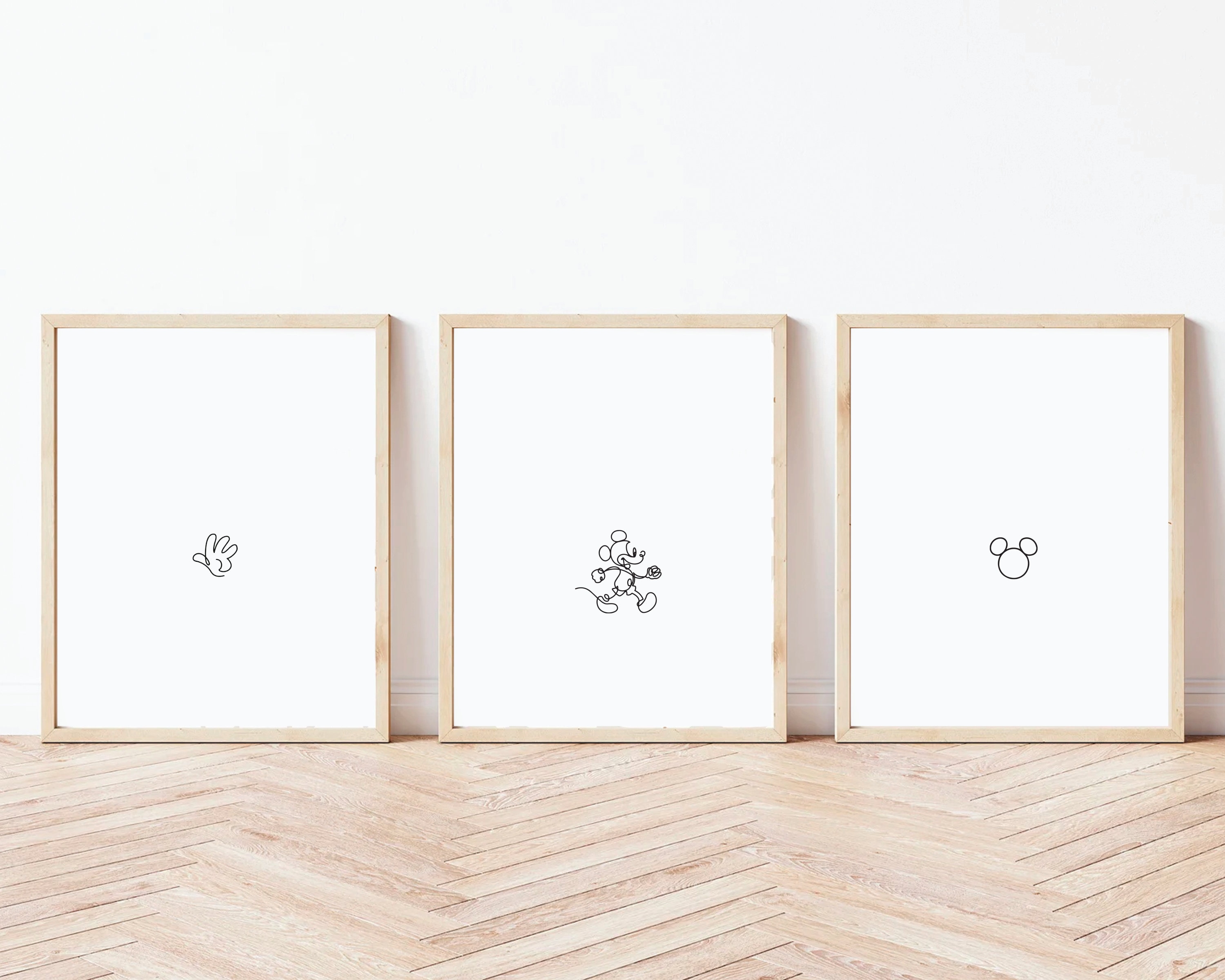 Mickey Mouse Doodle Prints, Black and White Mickey Drawing, Minimal ...