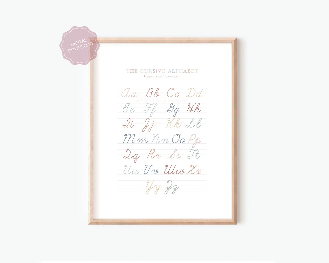 Rainbow Cursive Alphabet Print, Kids Room Decor (digital Download) - Etsy