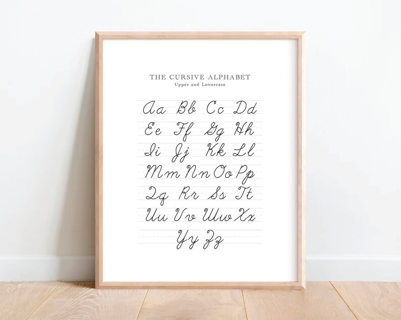 Cursive Alphabet Print ABC Poster Educational Wall Art - Etsy