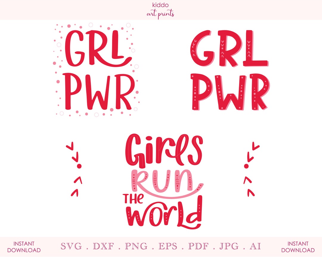 Girl Power SVG, Girls Run the World Sign, Pink Card, Printable, Cricut ...