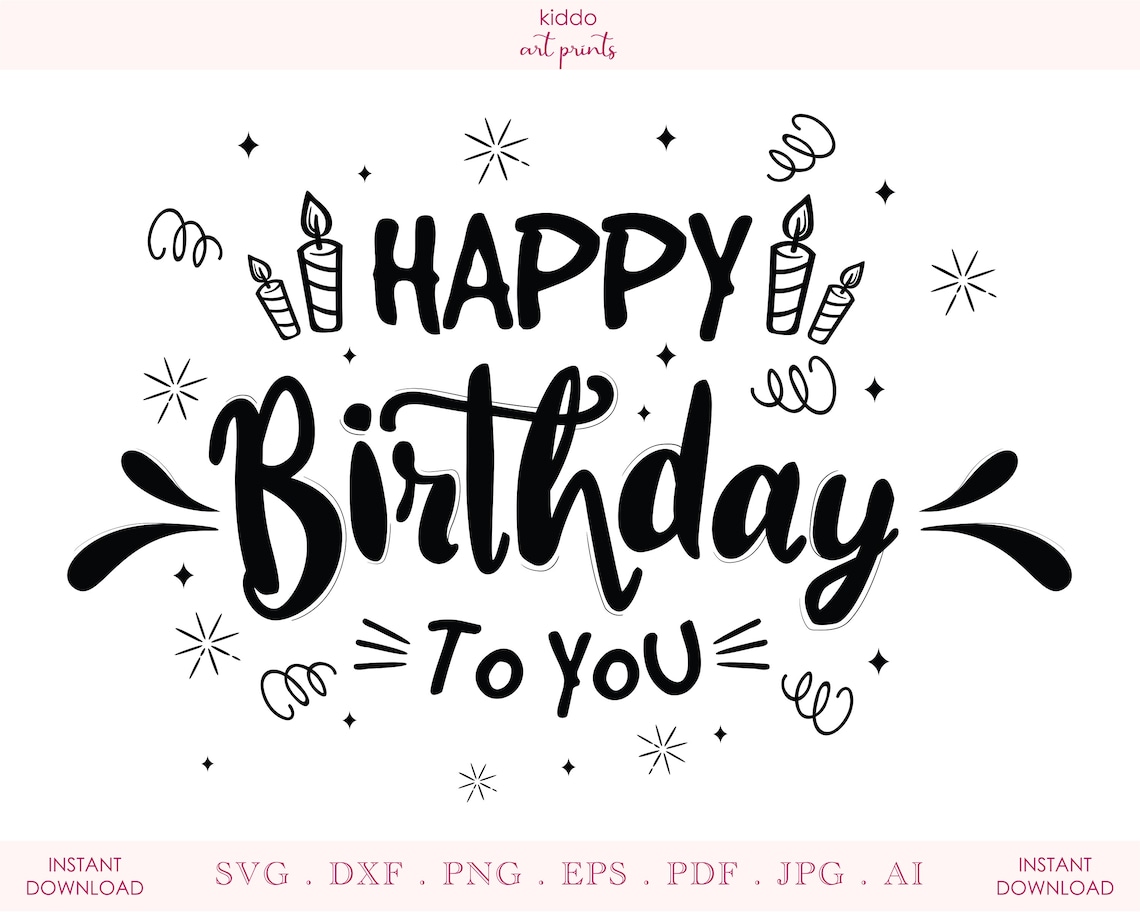 Happy Birthday SVG Party Sign Birthday Card Printable - Etsy