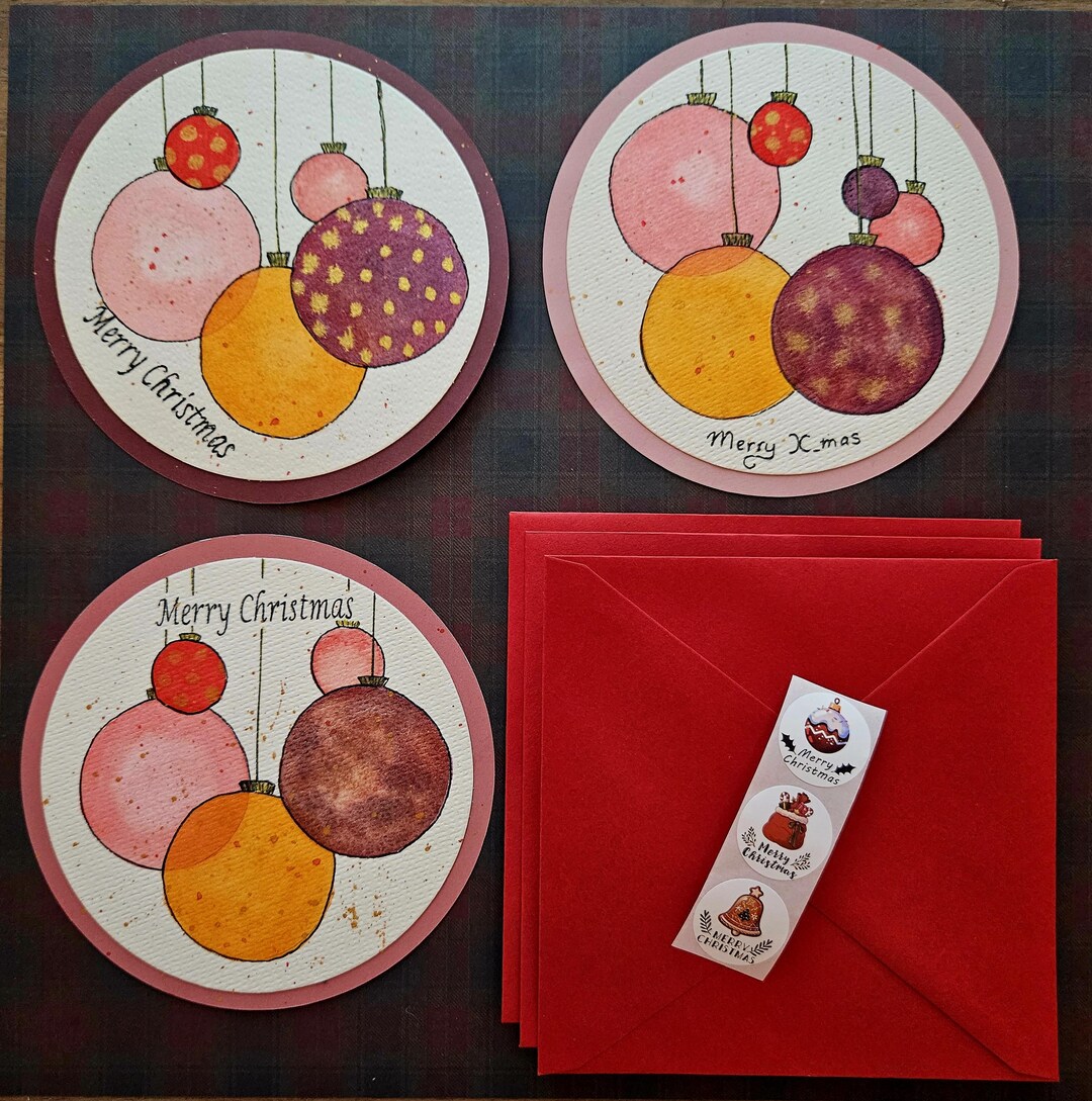 Round Christmas Cards Handmade Christmas Cards Handmade - Etsy