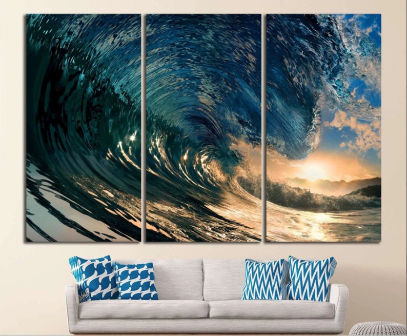 Ocean Canvas,landscape Canvas,sunset Large Wall Art,colorful Ocean ...