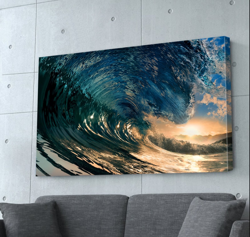 Ocean Canvas,landscape Canvas,sunset Large Wall Art,colorful Ocean ...
