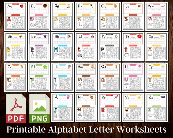 26 Printable Alphabet Letter Worksheets Alphabet Letters | Etsy