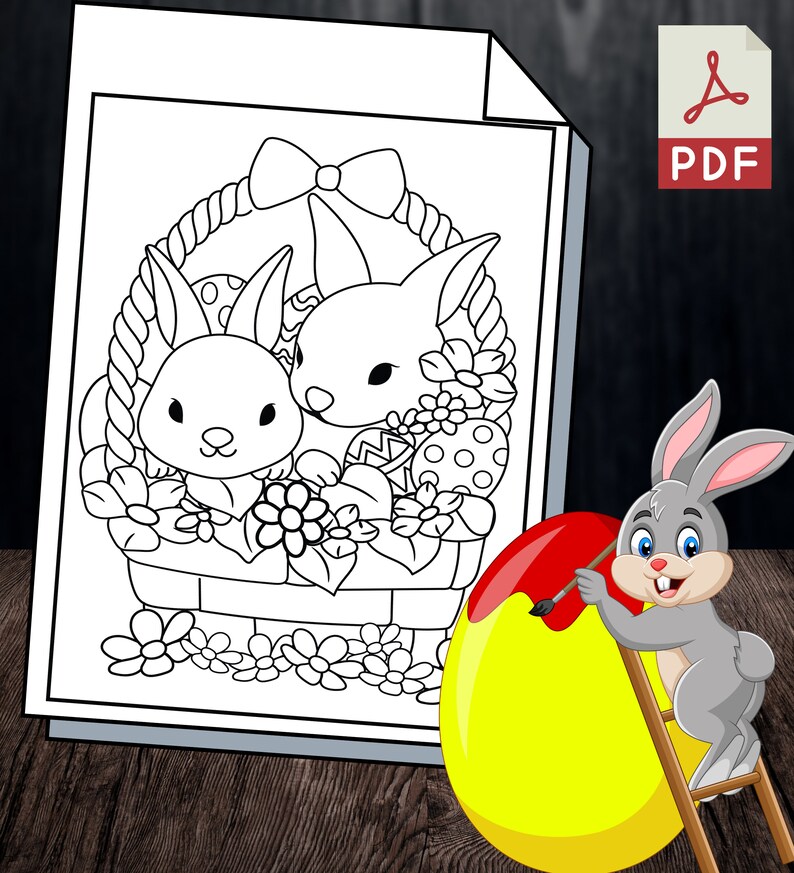 Easter Coloring Pages | 20 PAGES | Digital Download | Easter Bunnies ...