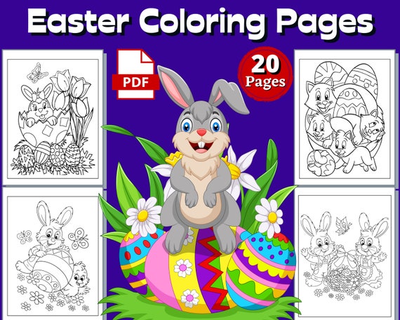 Easter Coloring Pages 20 PAGES Digital Download Easter | Etsy