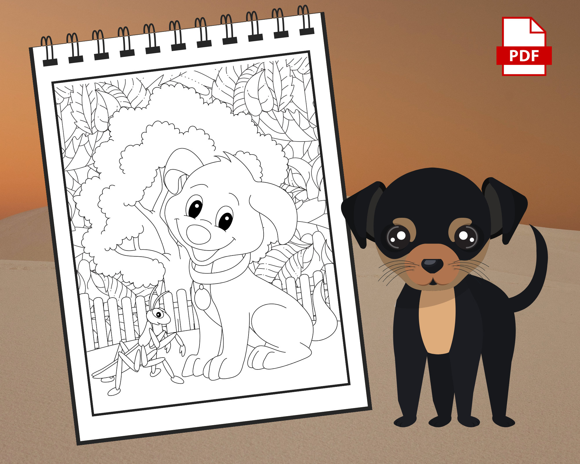 10 Adorable Dogs Printable Coloring Pages for Kids | INSTANT DOWNLOAD ...