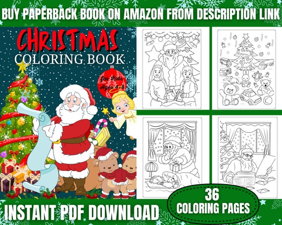 Christmas Digital Coloring Book INSTANT DOWNLOAD 36 Pages - Etsy