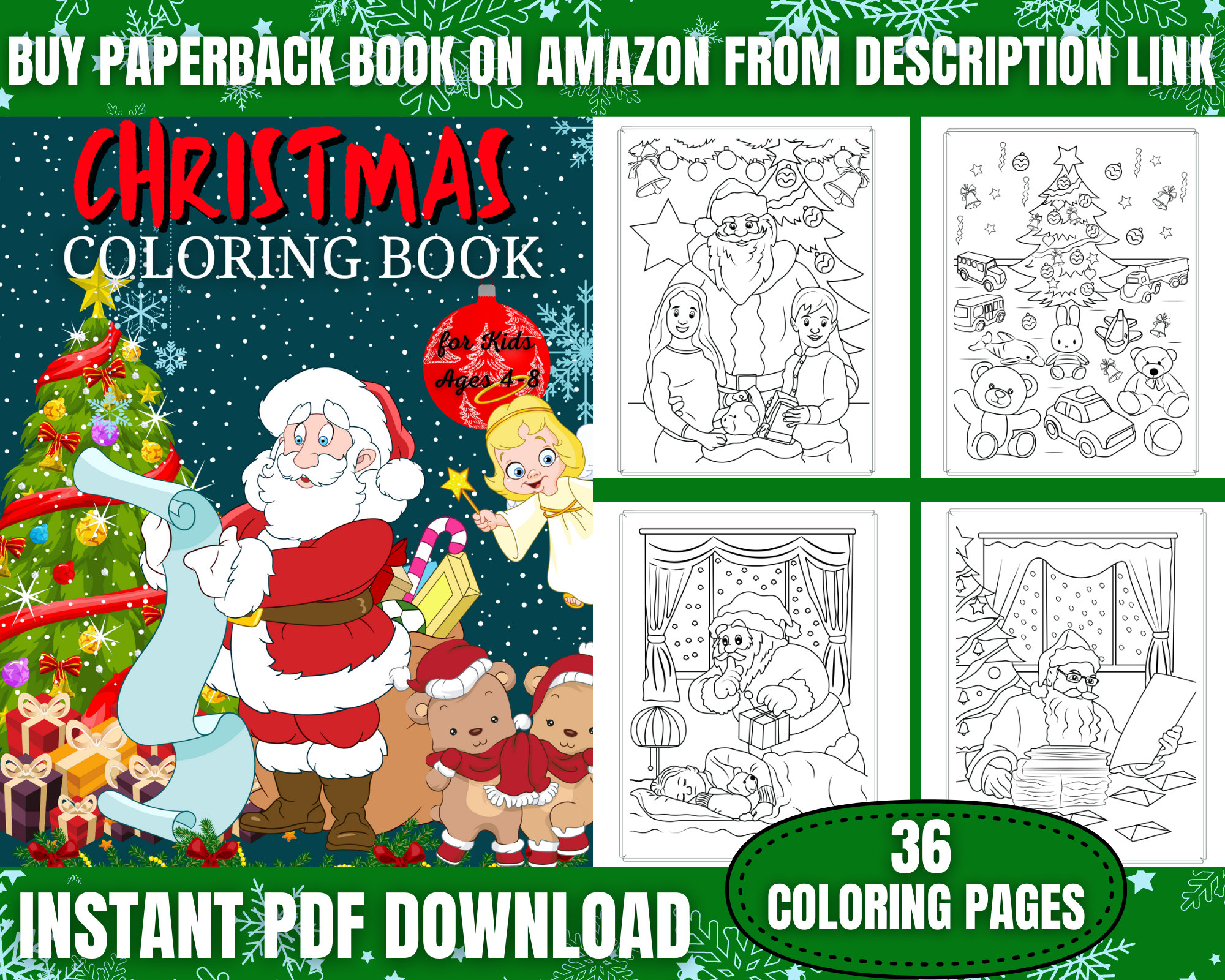 Christmas Digital Coloring Book INSTANT DOWNLOAD 36 Pages Christmas ...