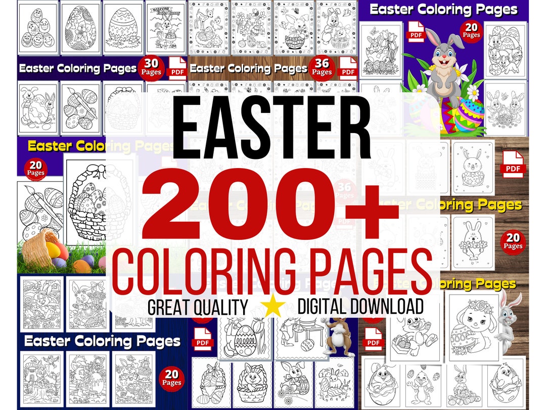 BUNDLE 200+printable Easter Coloring Pages for Kids | Easter Coloring ...