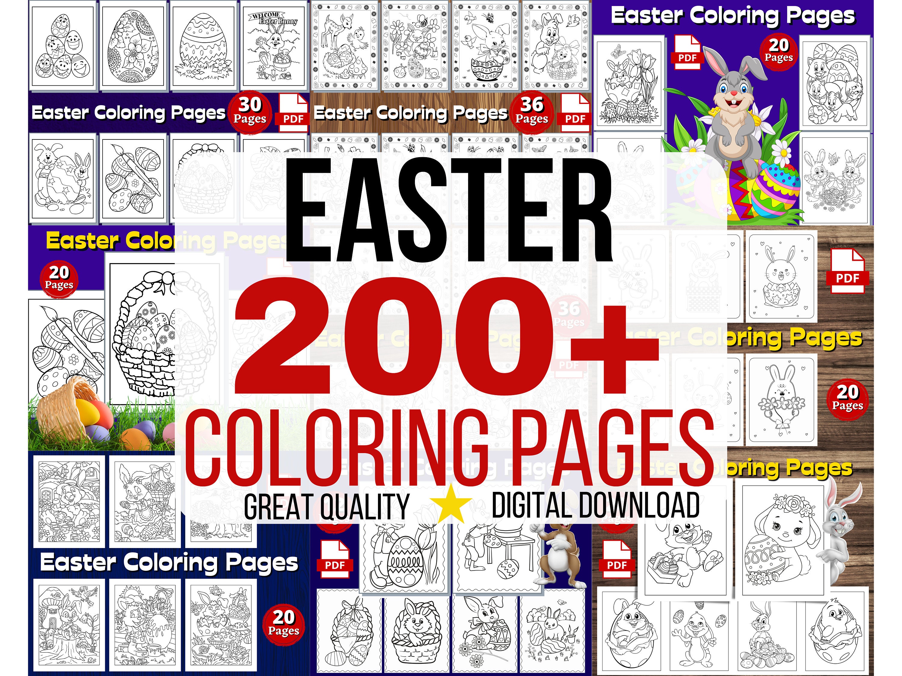 BUNDLE 200+printable Easter Coloring Pages for Kids | Easter Coloring ...
