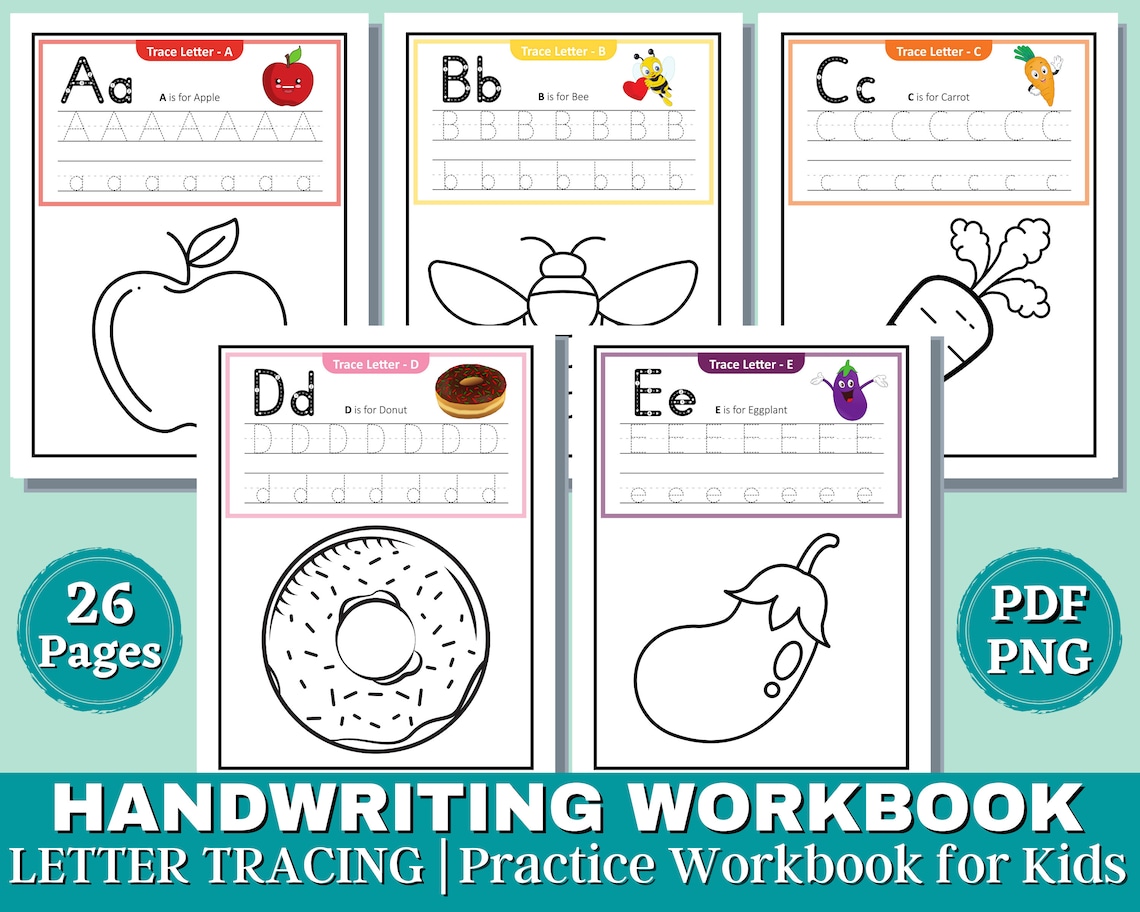 Printable Alphabet Letter Worksheets Alphabet Tracing | Etsy