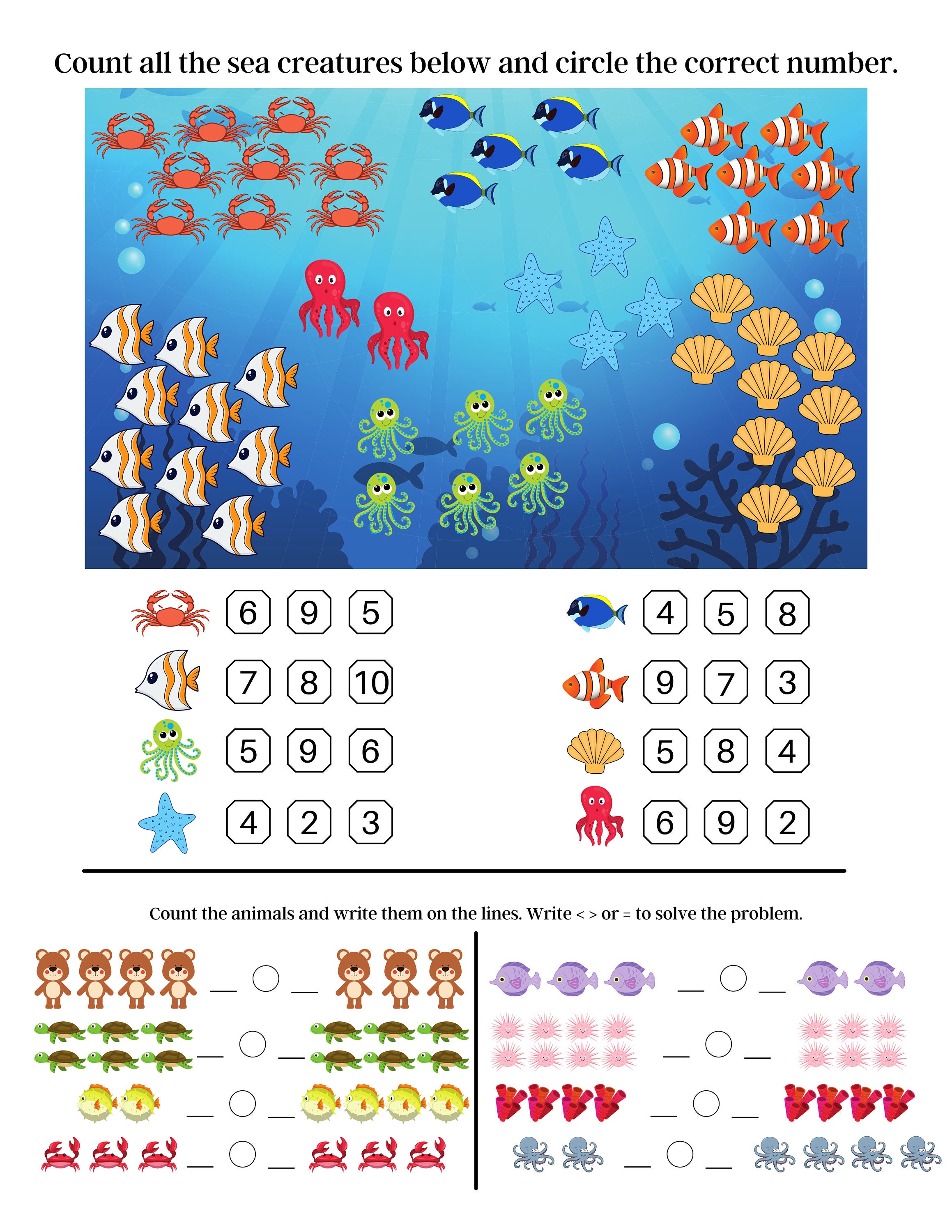 24 Kindergarten Math Worksheets | Preschool-1st Grade Math | Children ...