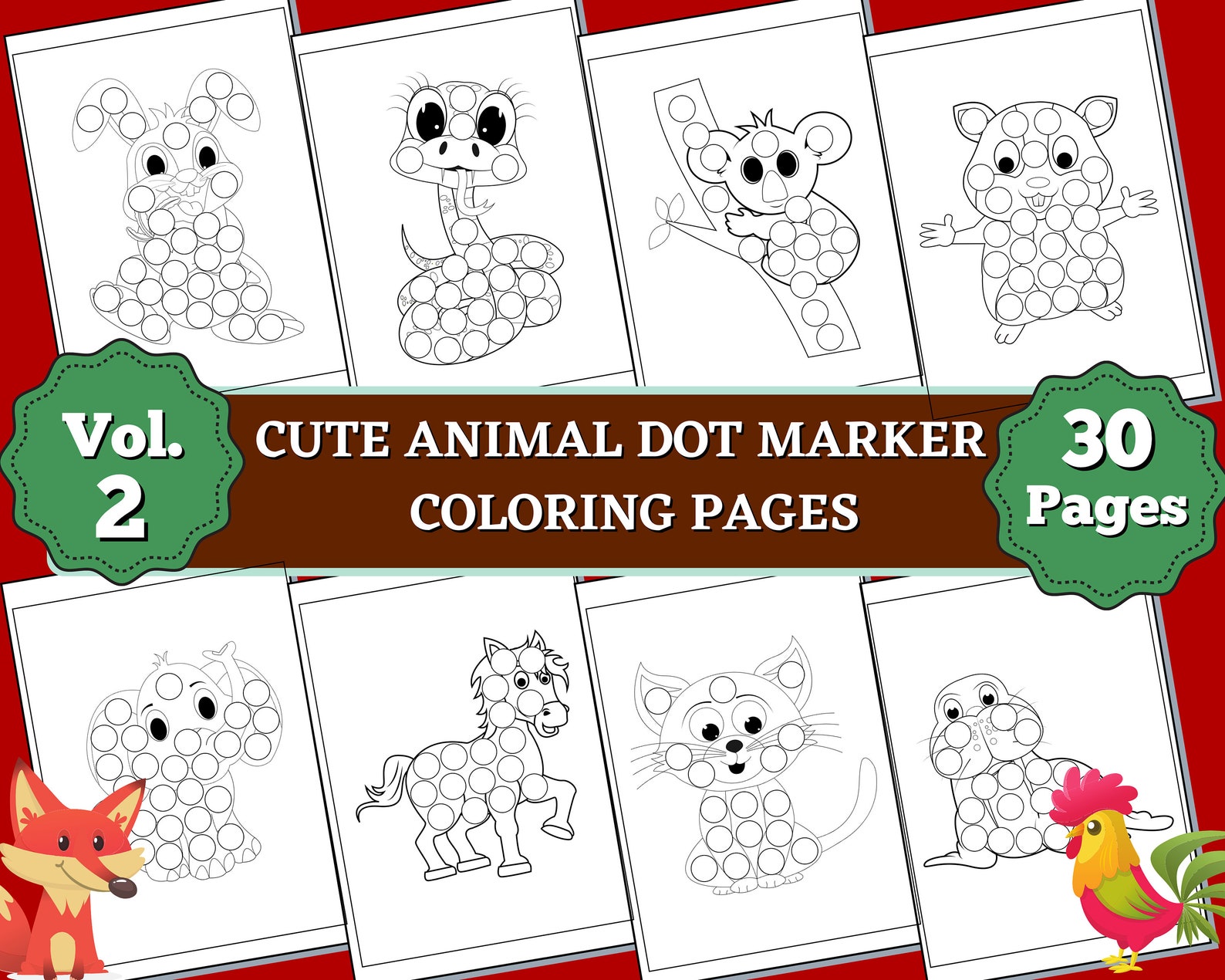 30 Cute Animal Dot Marker Coloring Book | VOL. 2 | INSTANT DOWNLOAD ...