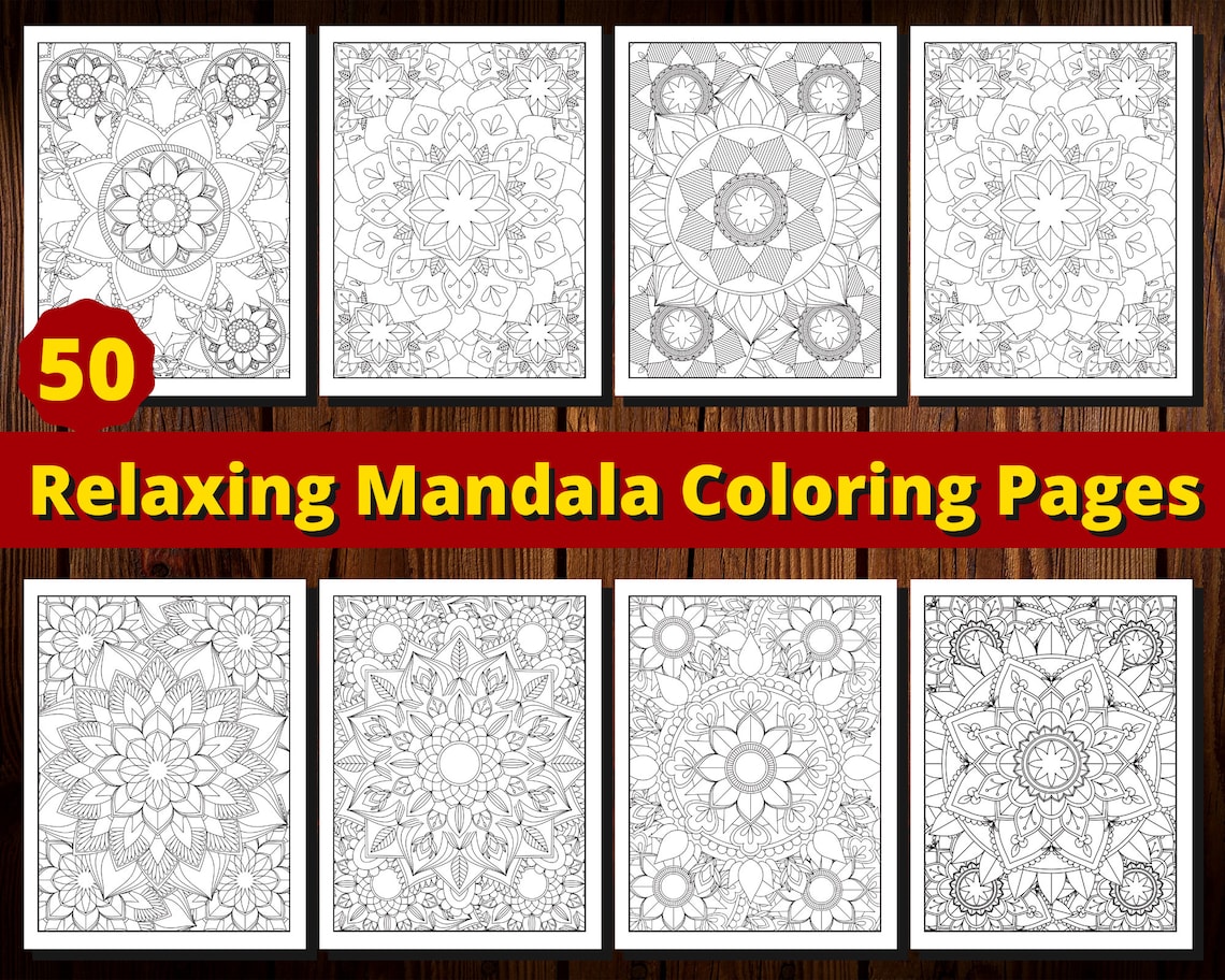 50 Relaxing Mandala Coloring Pages Printable Mandala - Etsy
