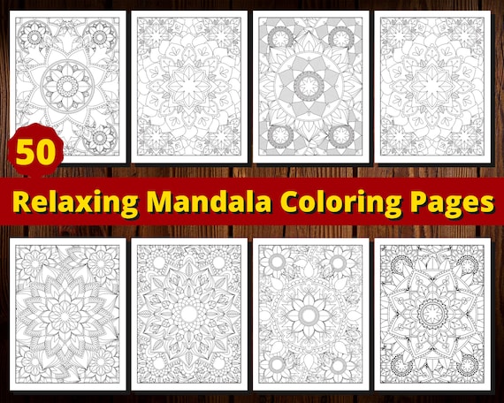 50 Relaxing Mandala Coloring Pages Printable Mandala - Etsy