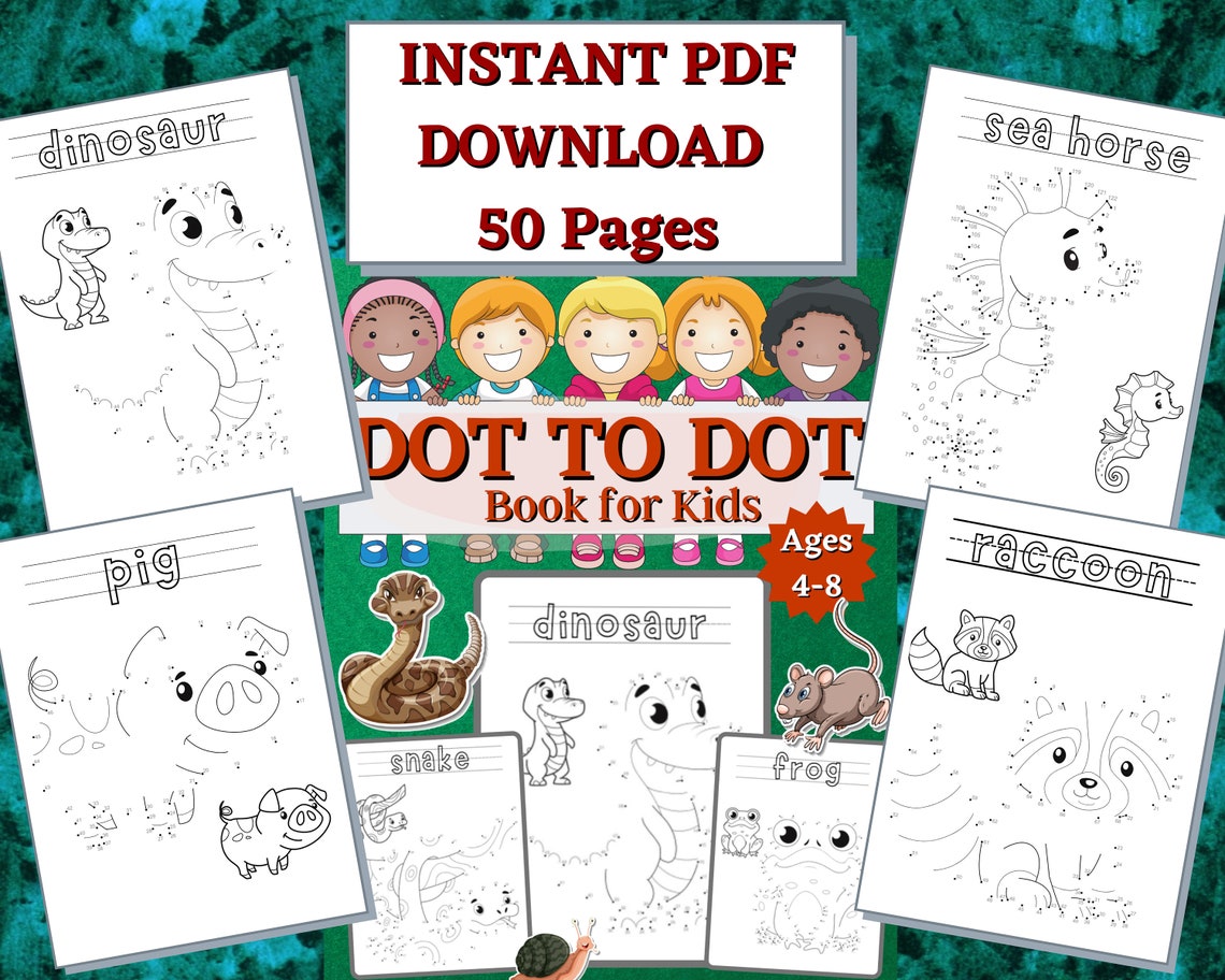 Dot to Dot Printable Book for Kids | 50 PAGES | Connect the Dots ...
