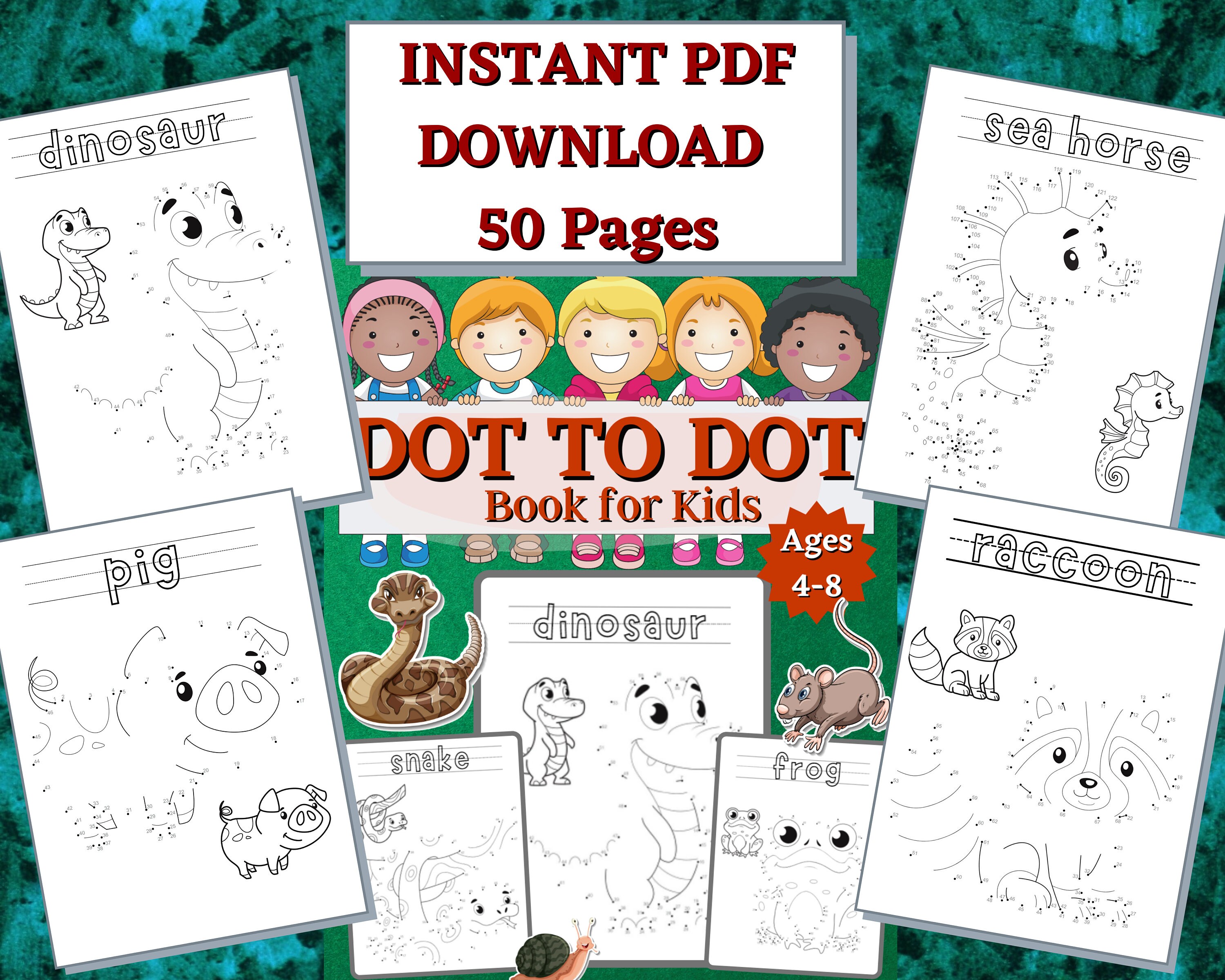 Dot to Dot Printable Book for Kids | 50 PAGES | Connect the Dots ...