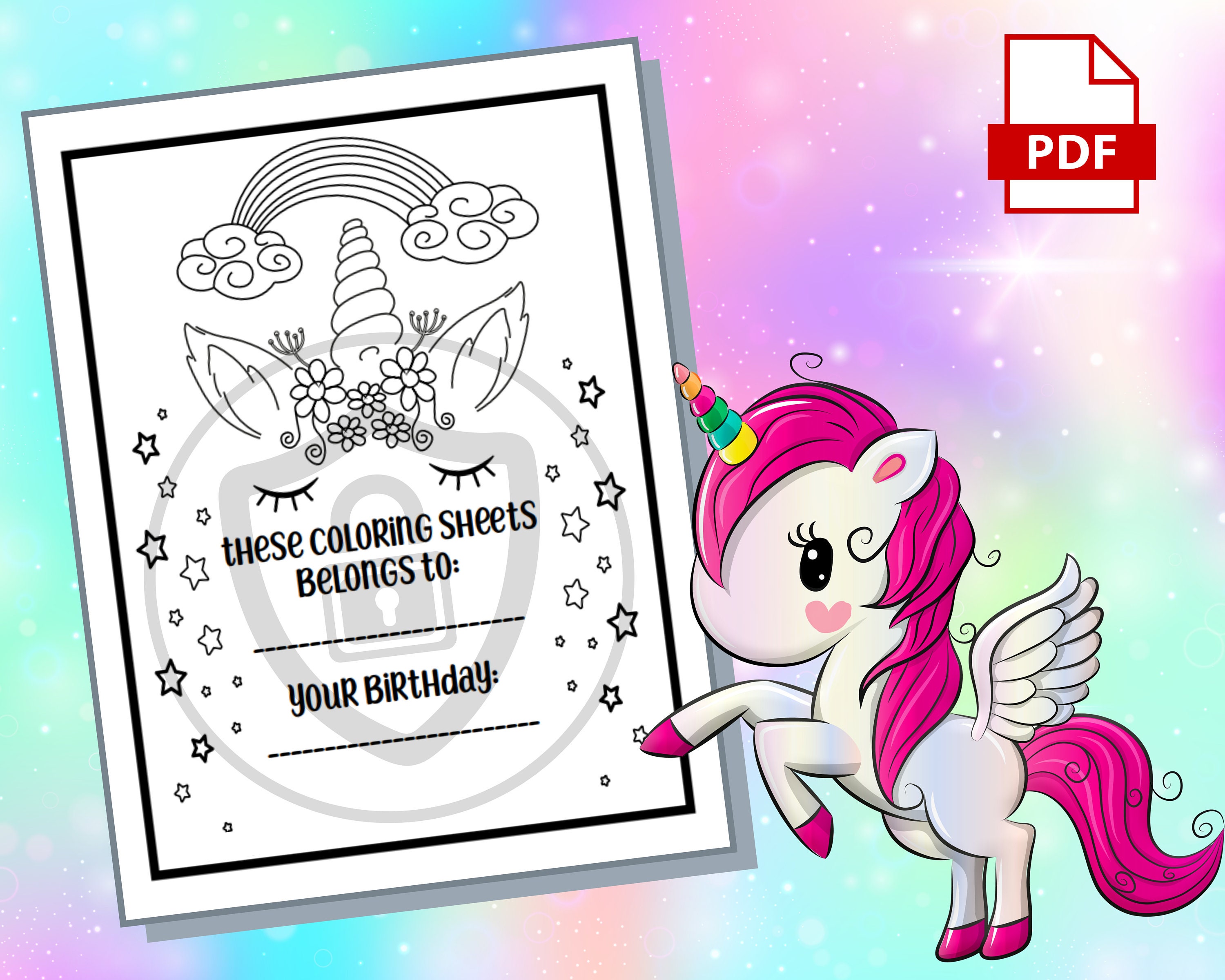 Cute Unicorn Activity Pages 30 Printable Coloring Sheets for Girls and ...