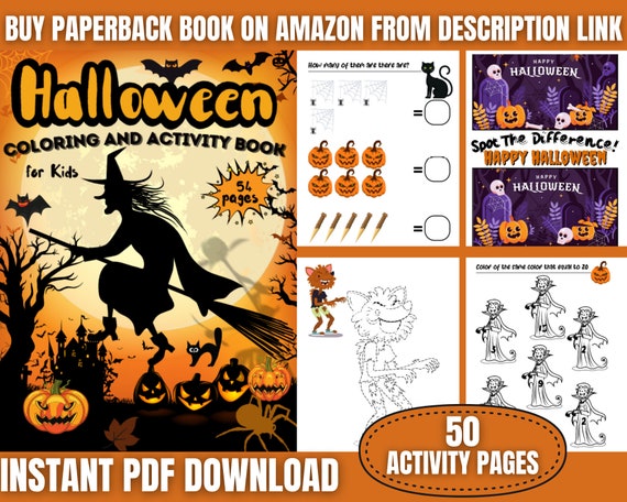 Halloween Coloring and Activity Book for Kids Ages 4-8 Dot to - Etsy