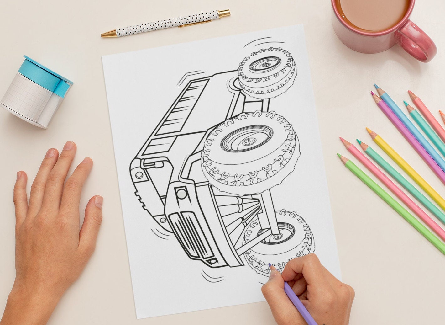Monster Trucks Coloring Pages 40 Pages Digital Download Monster Truck ...